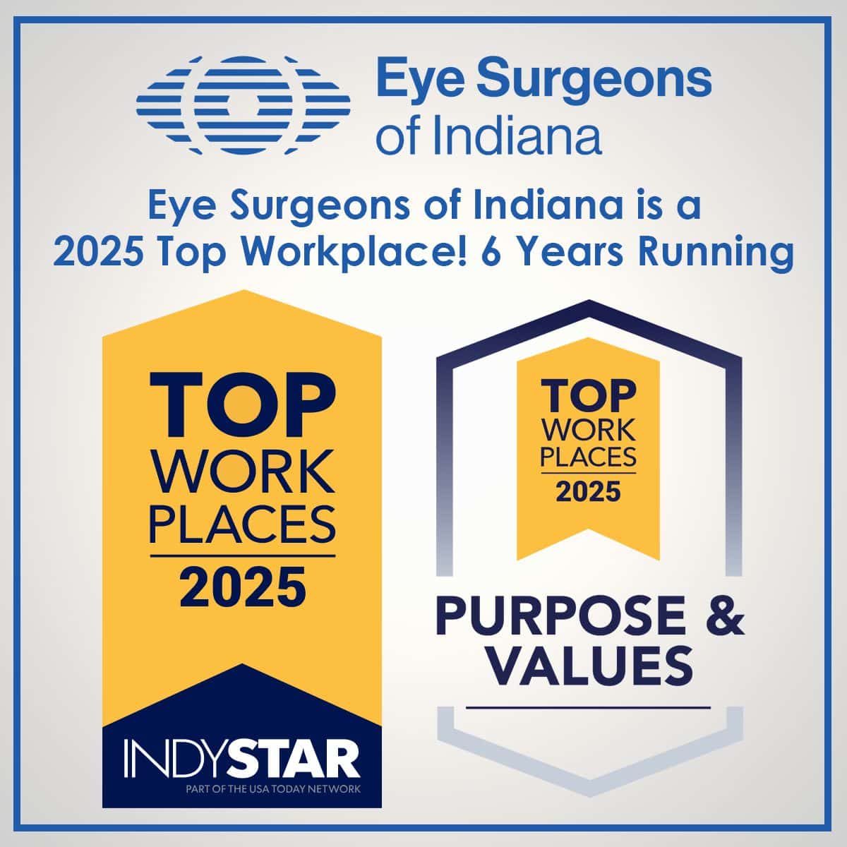 Indy Star Top Workplace 2025 Award | Eye Surgeons of Indiana